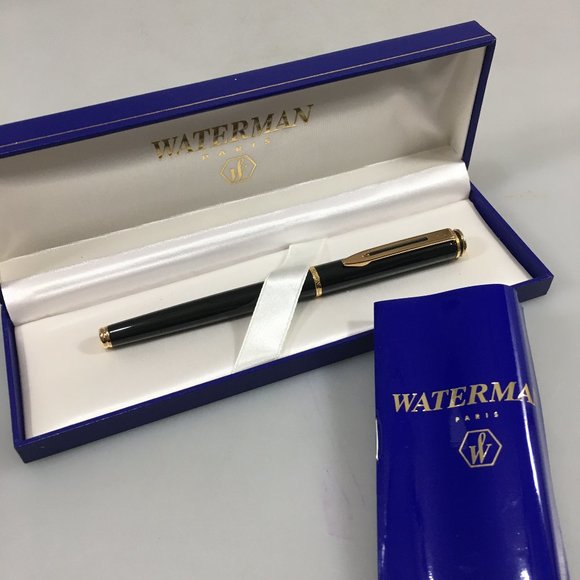 Waterman | Office | Waterman France Rollerball Pen Black With Gold Trim ...